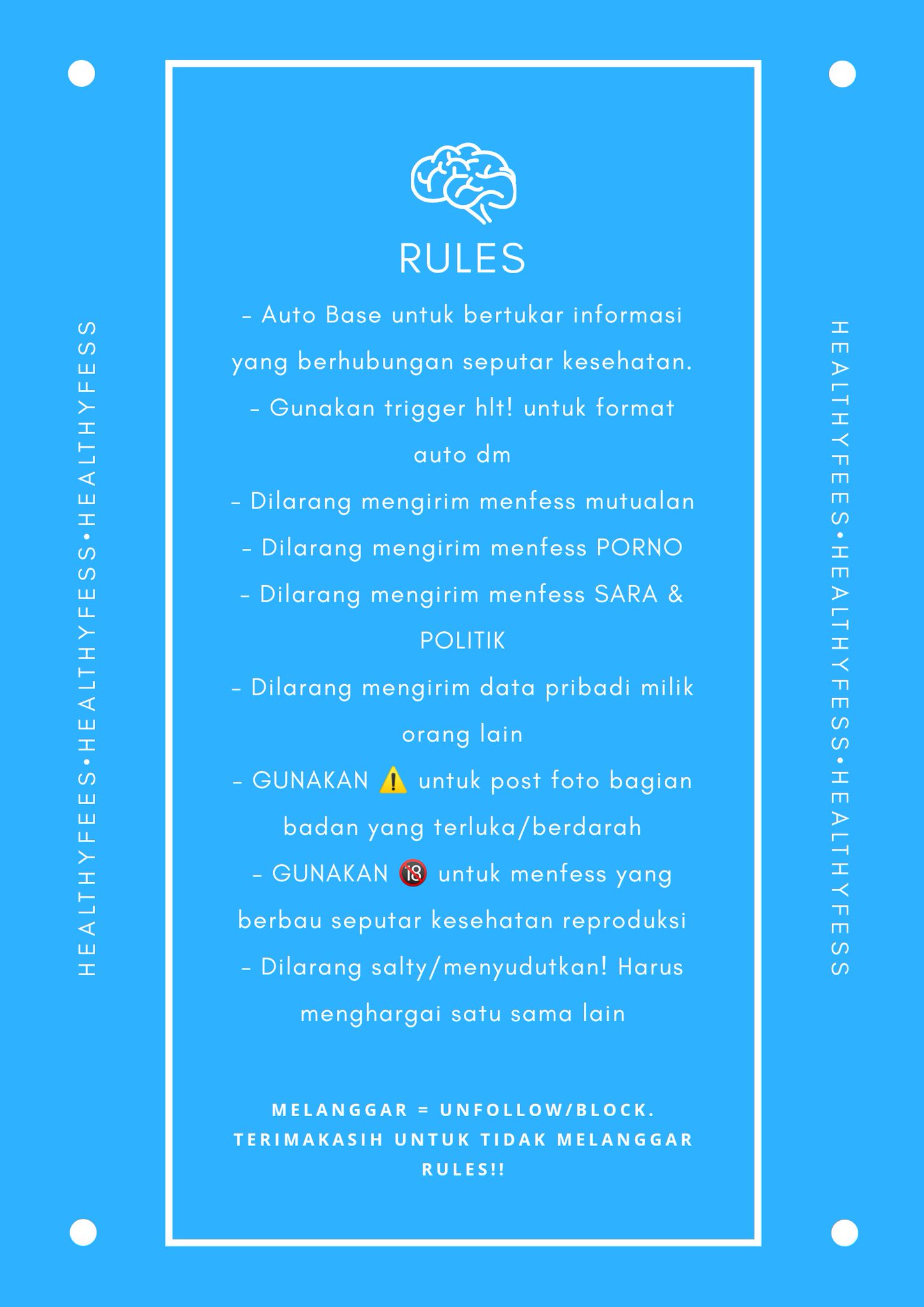 Health Menfess | ON on Twitter: "- RULES - Harap membaca rules sebelum mengirim menfess💖…