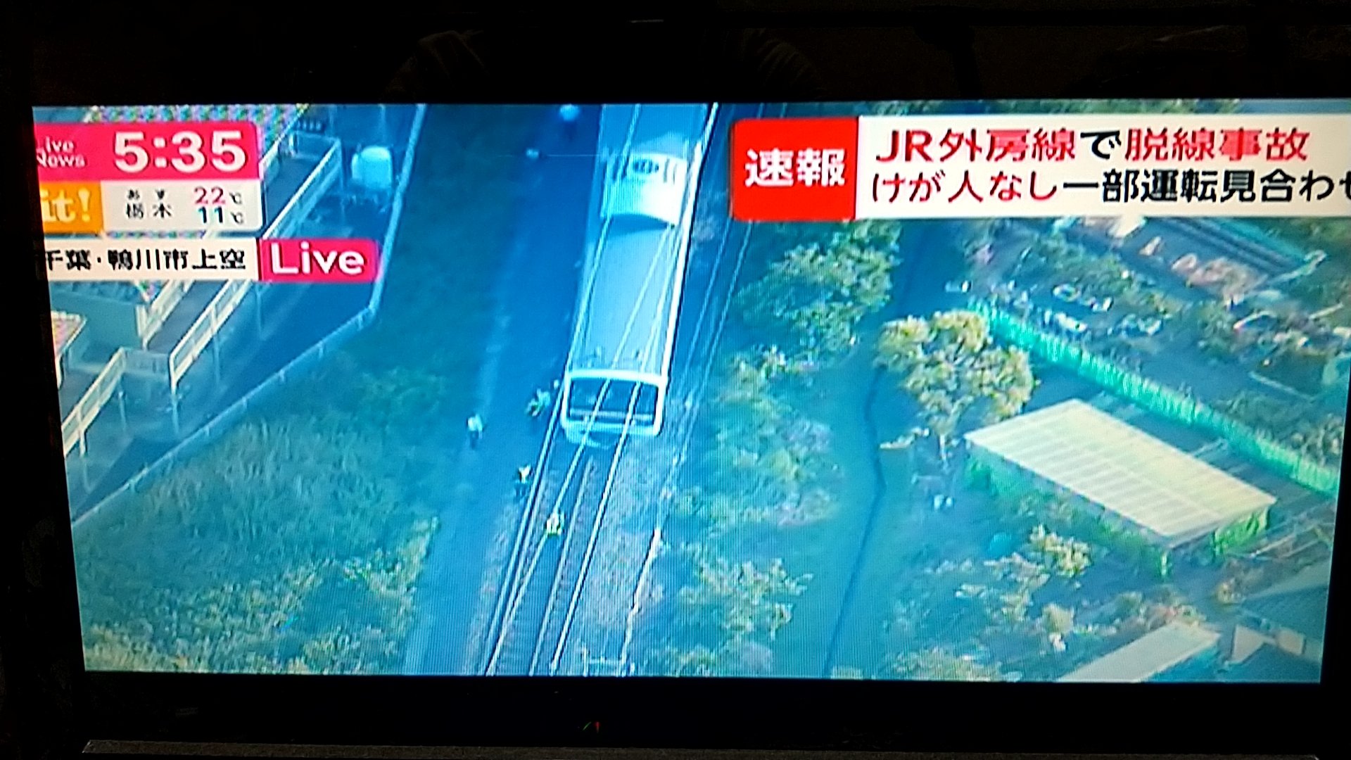ガマ on Twitter: "外房線脱線のニュース。 脱線当該、209系C612編成。 車両はかなりレールから外れている。 安房鴨川15:51発千葉18:01着280Mは、乗客13人か ...