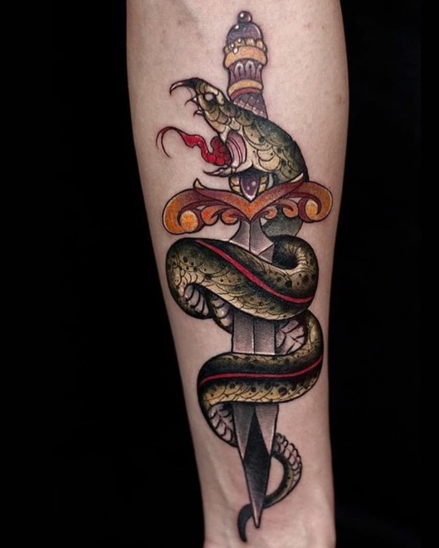 Neo Traditional Tattoo Snake