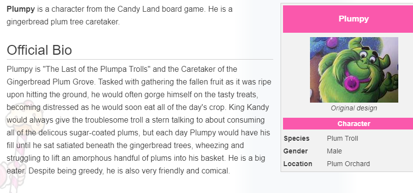 Original Candyland Characters Plumpy