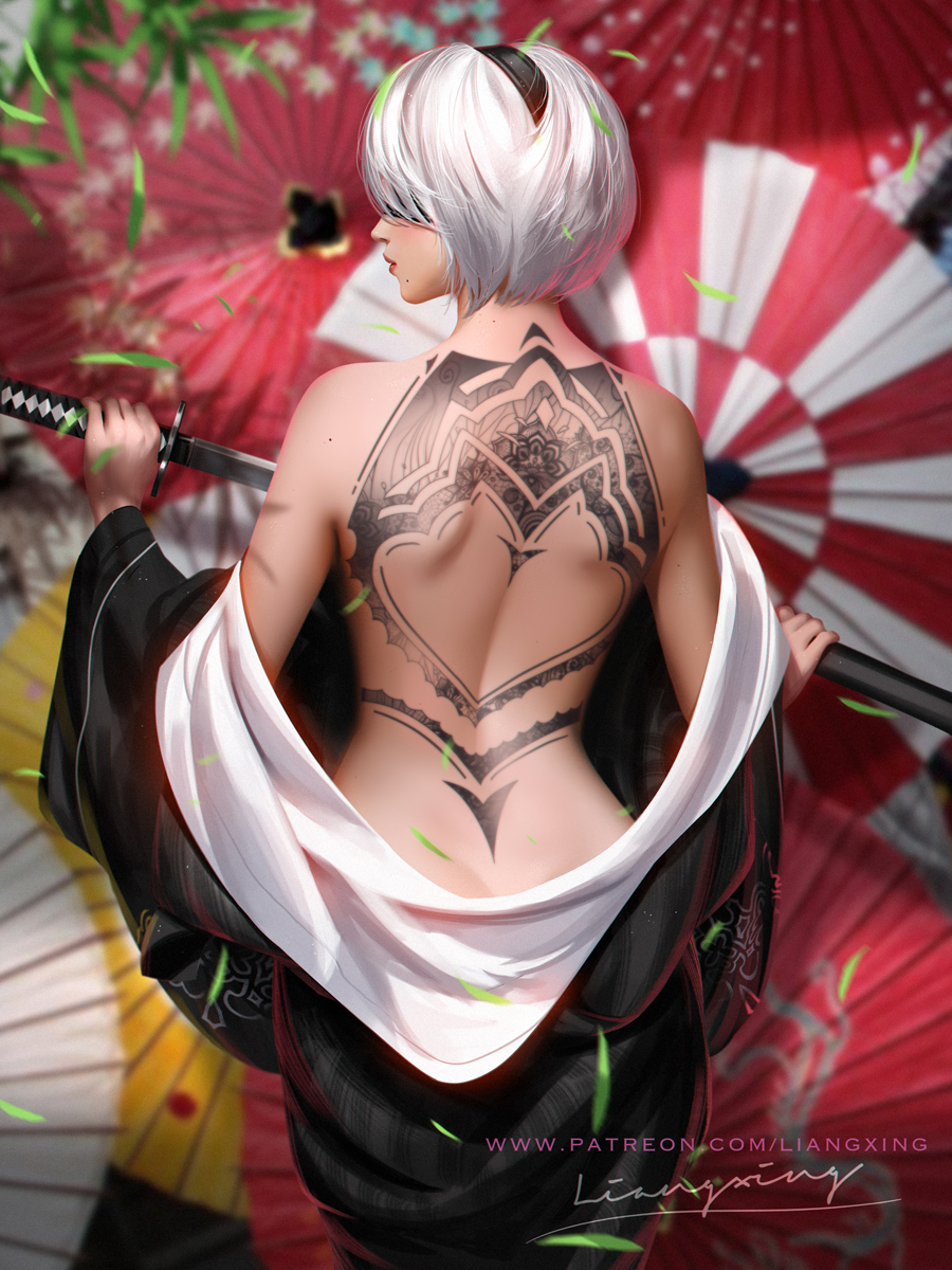Ant on Twitter: "Art Feature: Kimono 2B, by @liangxing719! Digital highres images ($5, with NSFW ...