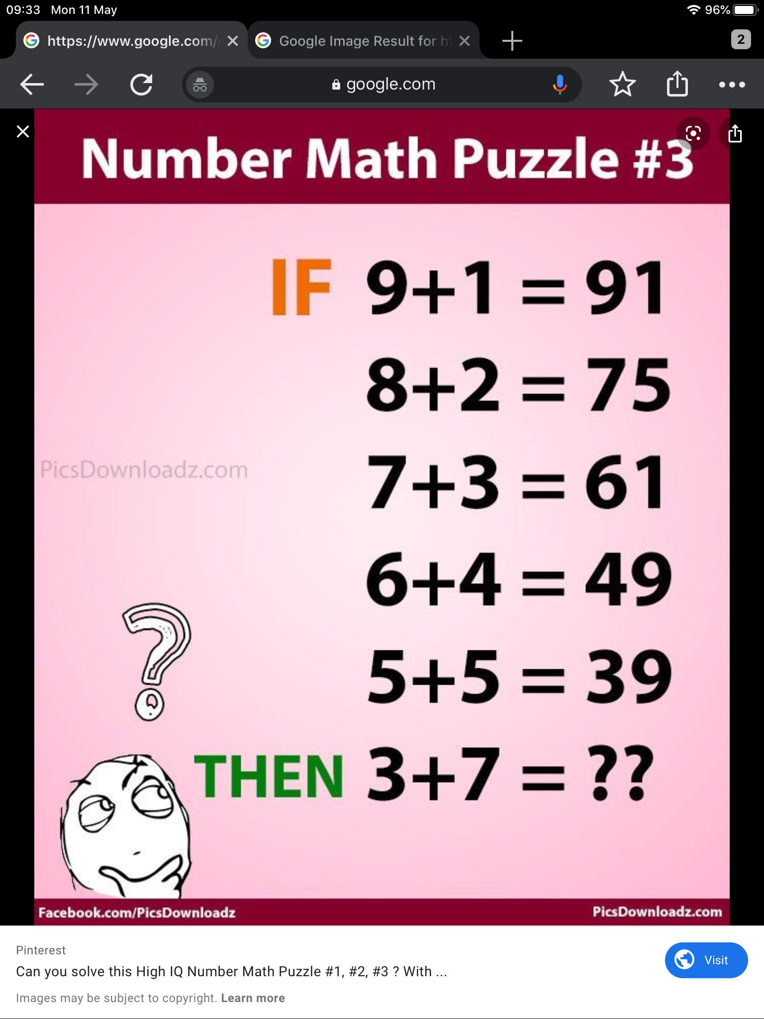 Maths Puzzles For Facebook