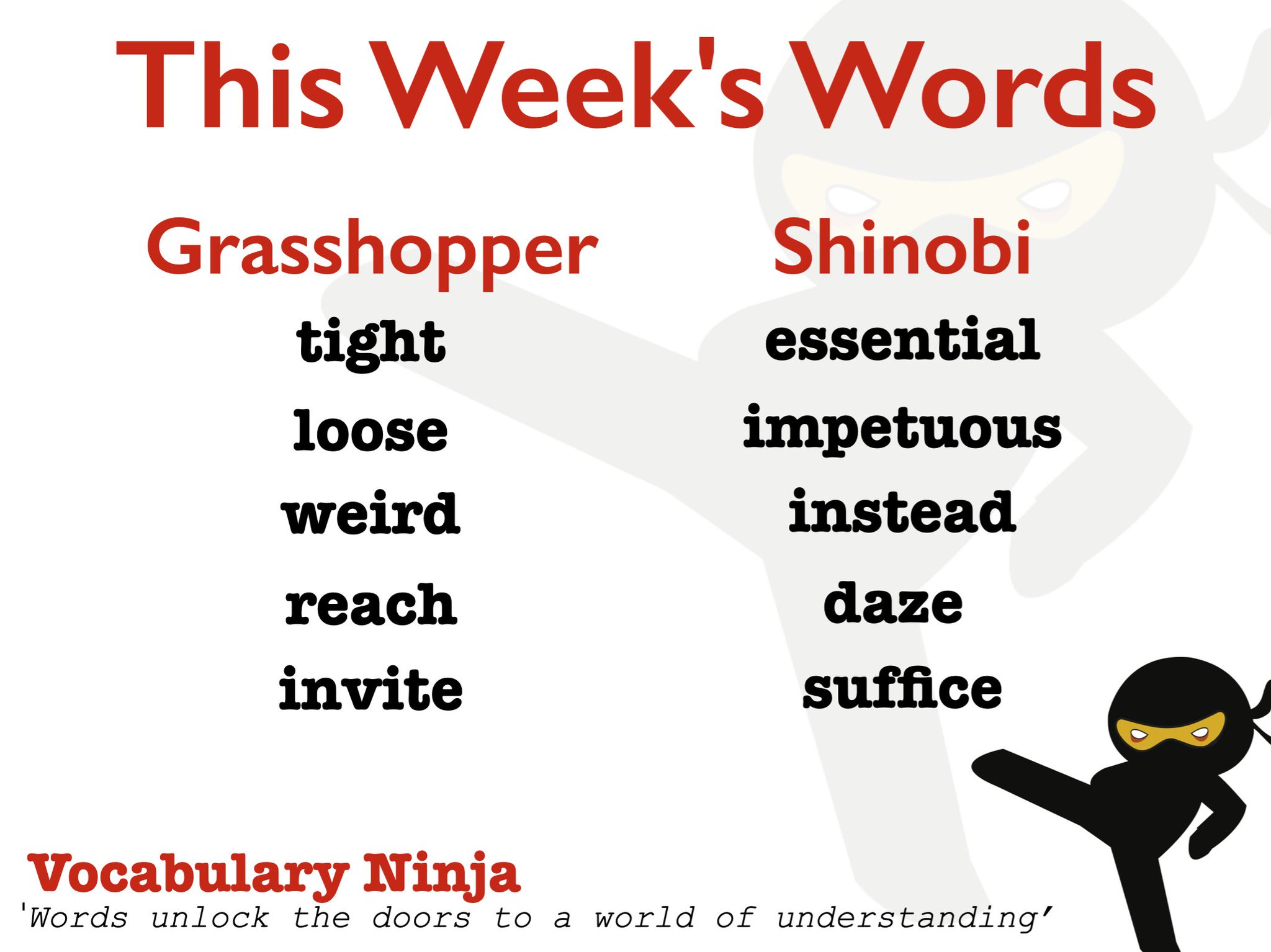 Vocabulary Ninja on Twitter: "This Week's Words have been available all ...