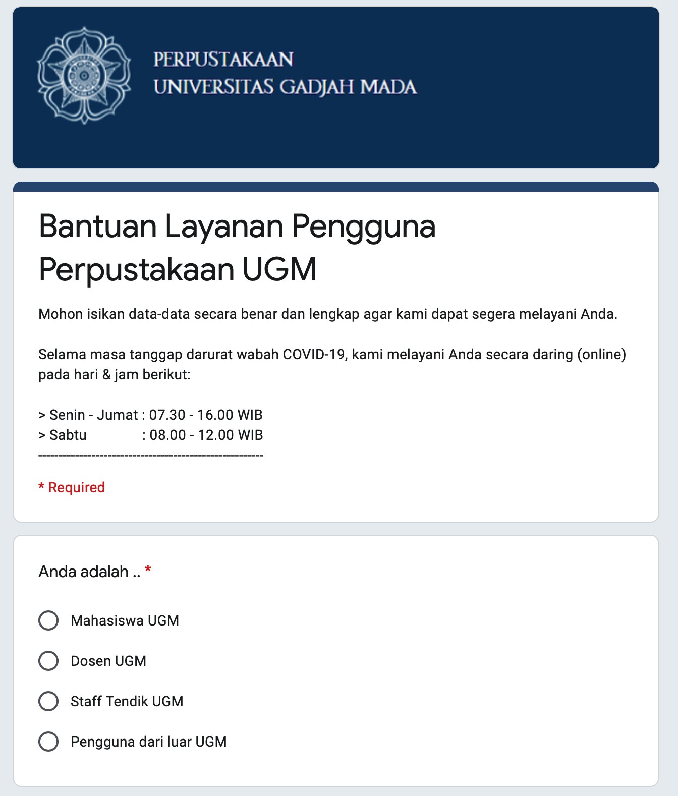 𝘼𝙙𝙠𝙚𝙨𝙢𝙖 𝘽𝙀𝙈 𝙆𝙈 𝙐𝙂𝙈 on Twitter: "Jika masih ada keluhan atau permintaan lain, dapat ...