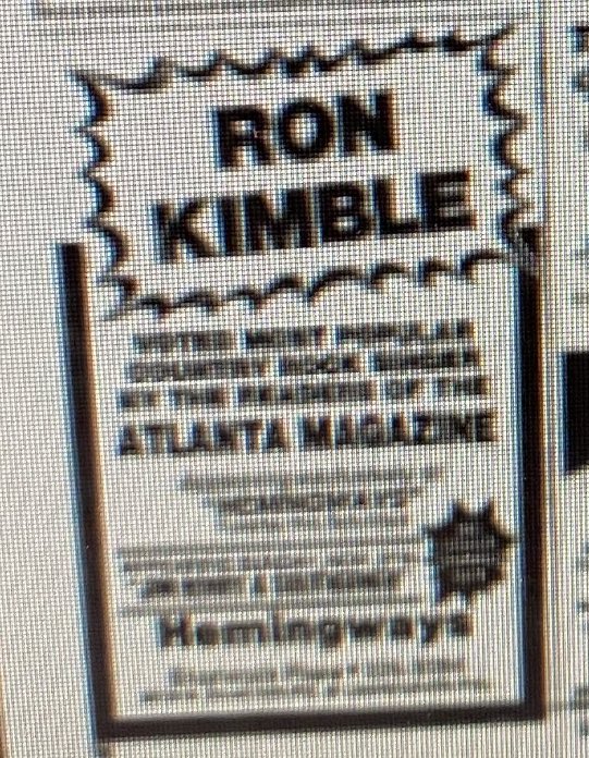 The death an Atlanta music legend. Ron Kimble today. A musician, poet ...