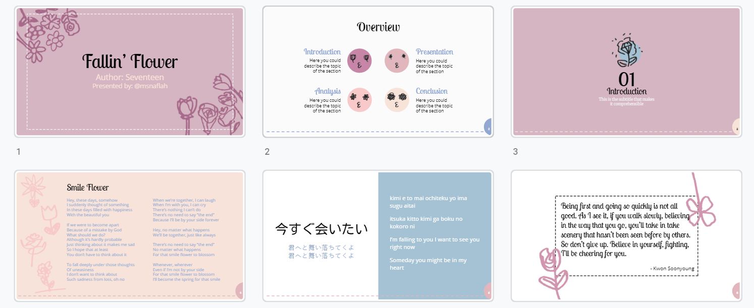 Myu on Twitter: "Fallin' Flower inspired Slide/ Powerpoint Template https://t.co/oEepc4YaED #세븐틴 ...