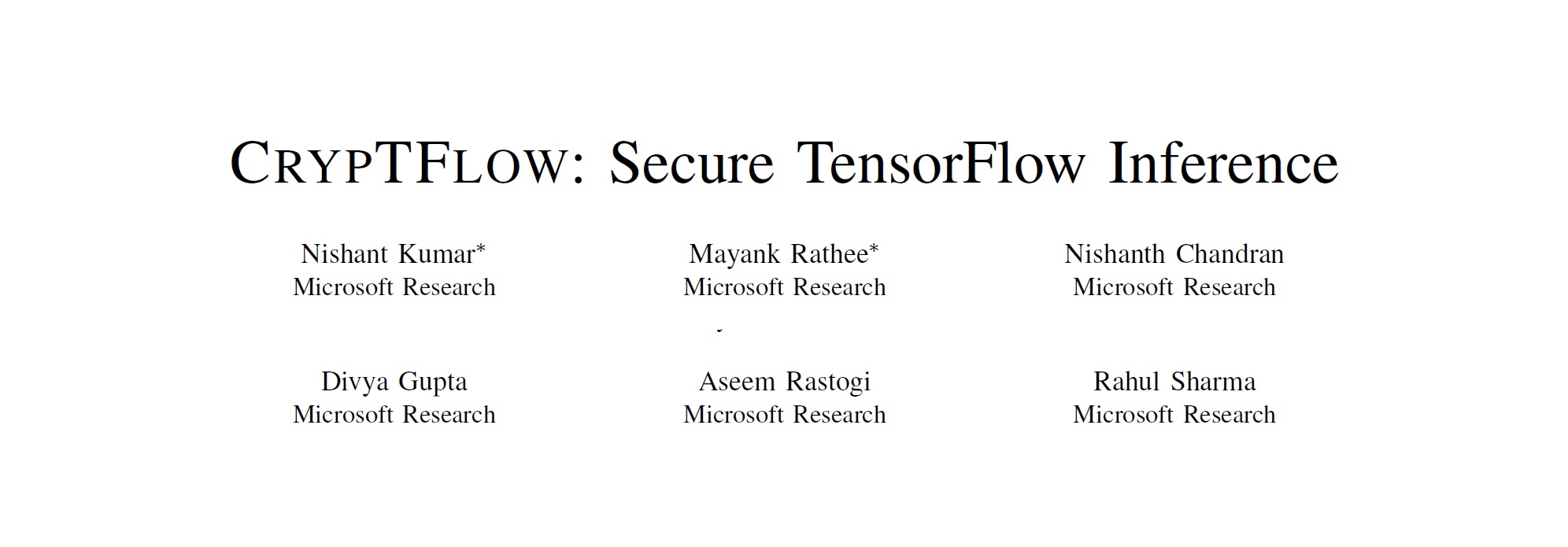 OGAWA, Tadashi on Twitter: "=> "CrypTFlow: Secure TensorFlow Inference", Microsoft Research ...