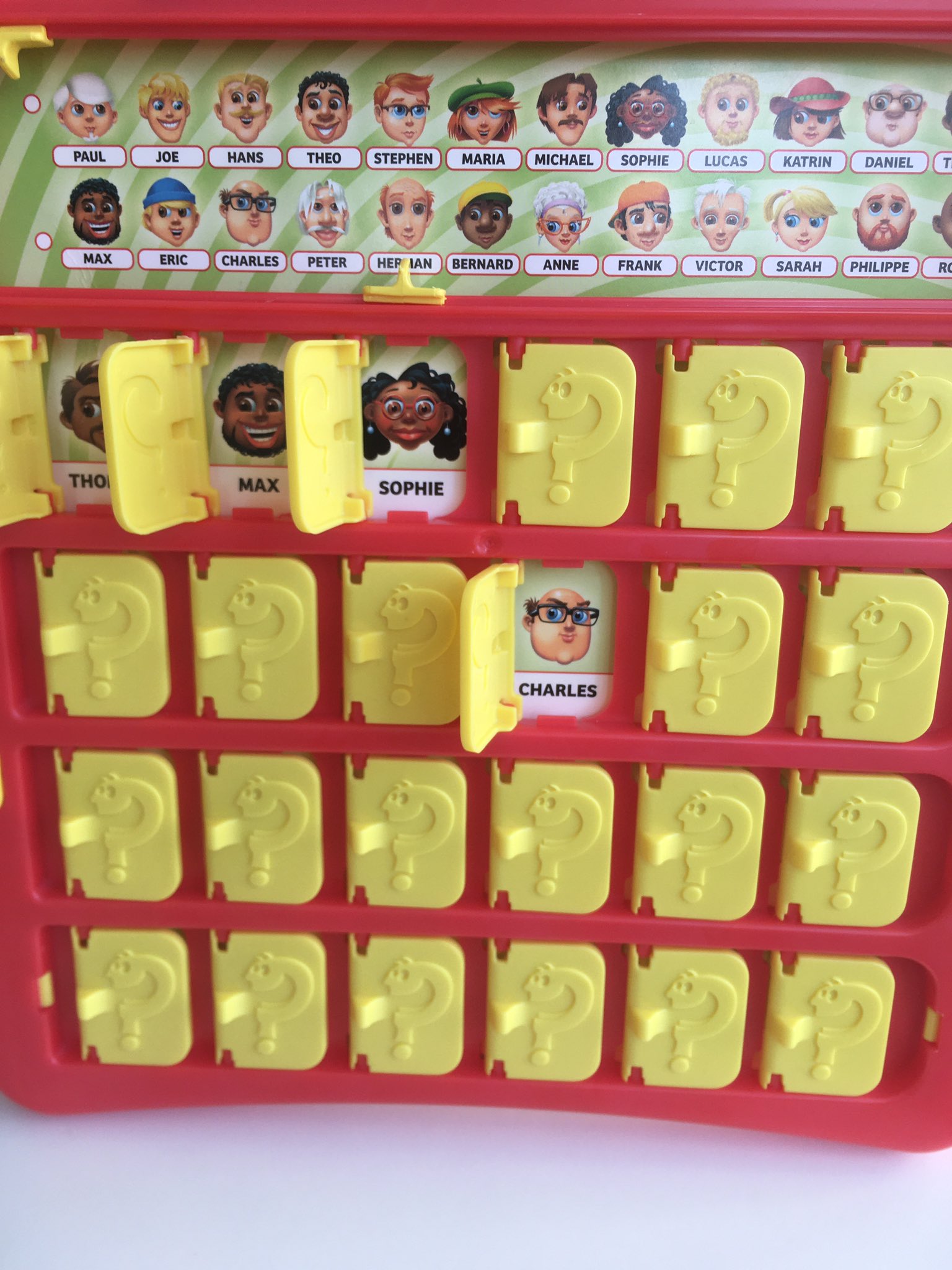 Guess Who Game Character Sheets