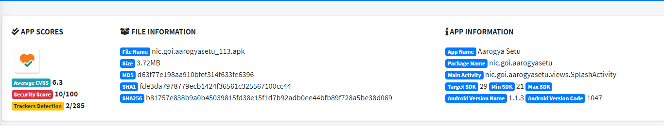 Srikanth.CashlessConsumer | ஸ்‌ரீகாந்த் on Twitter: "Lets see what #MobSF says. 10/100. I am ...