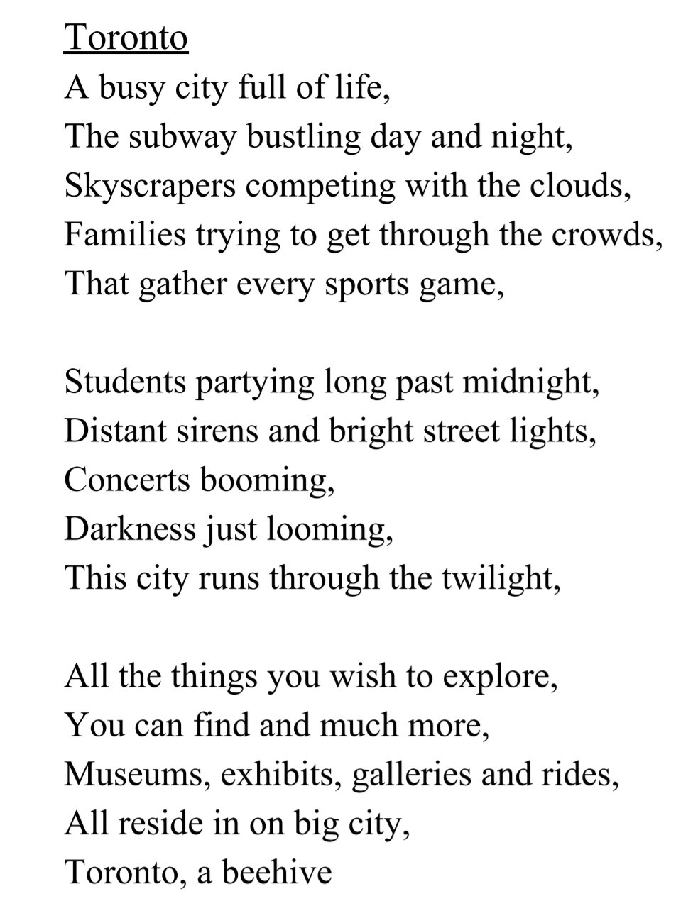 Mr. Martin on X Next my class writing poems about Toronto our beautiful city We tried to focus on the positive things and the things to look forward to. poetry poem