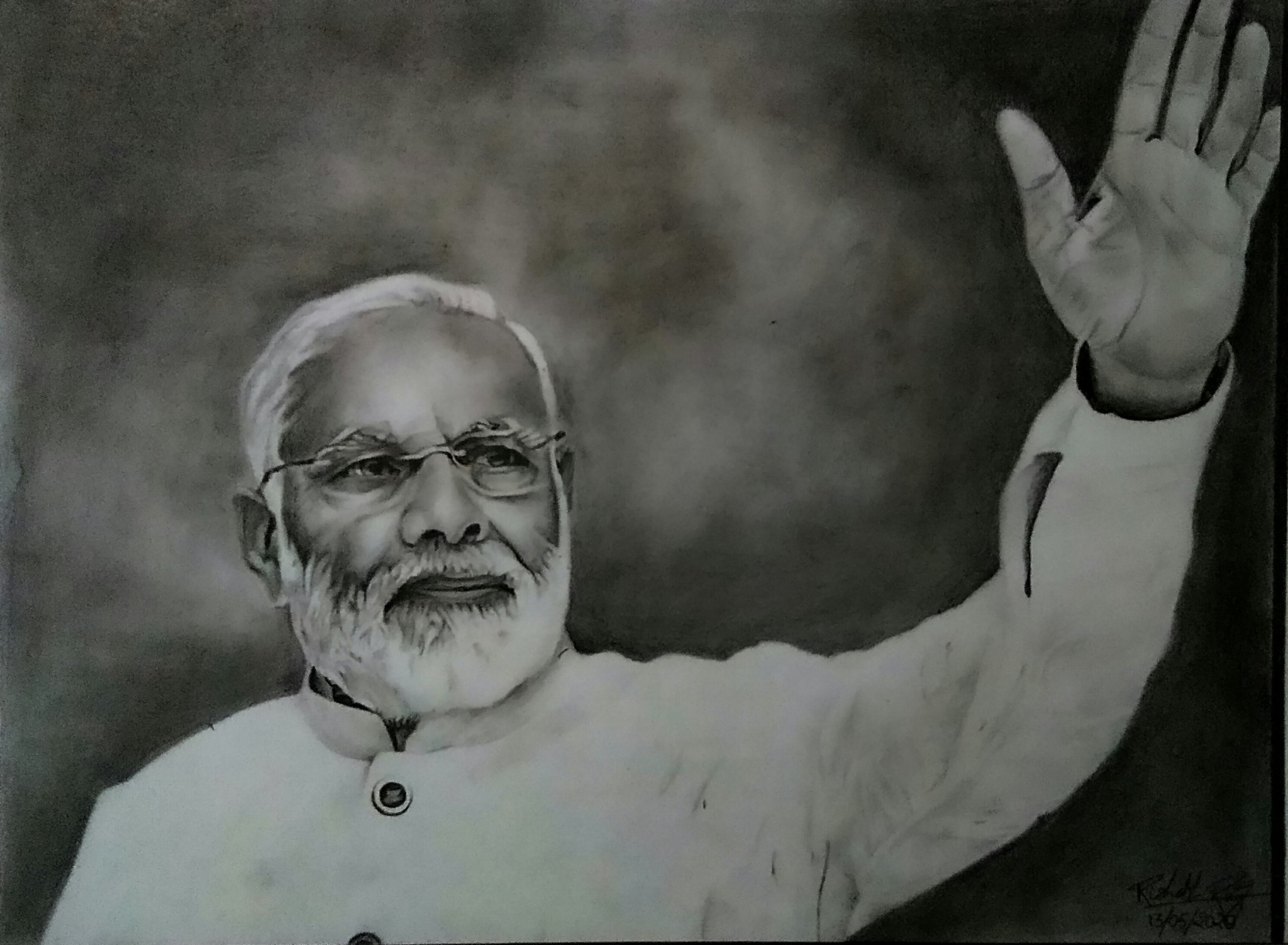 Narendra Modi Sketch Young Artist Of Kishtwar Creates Beautiful Sketch