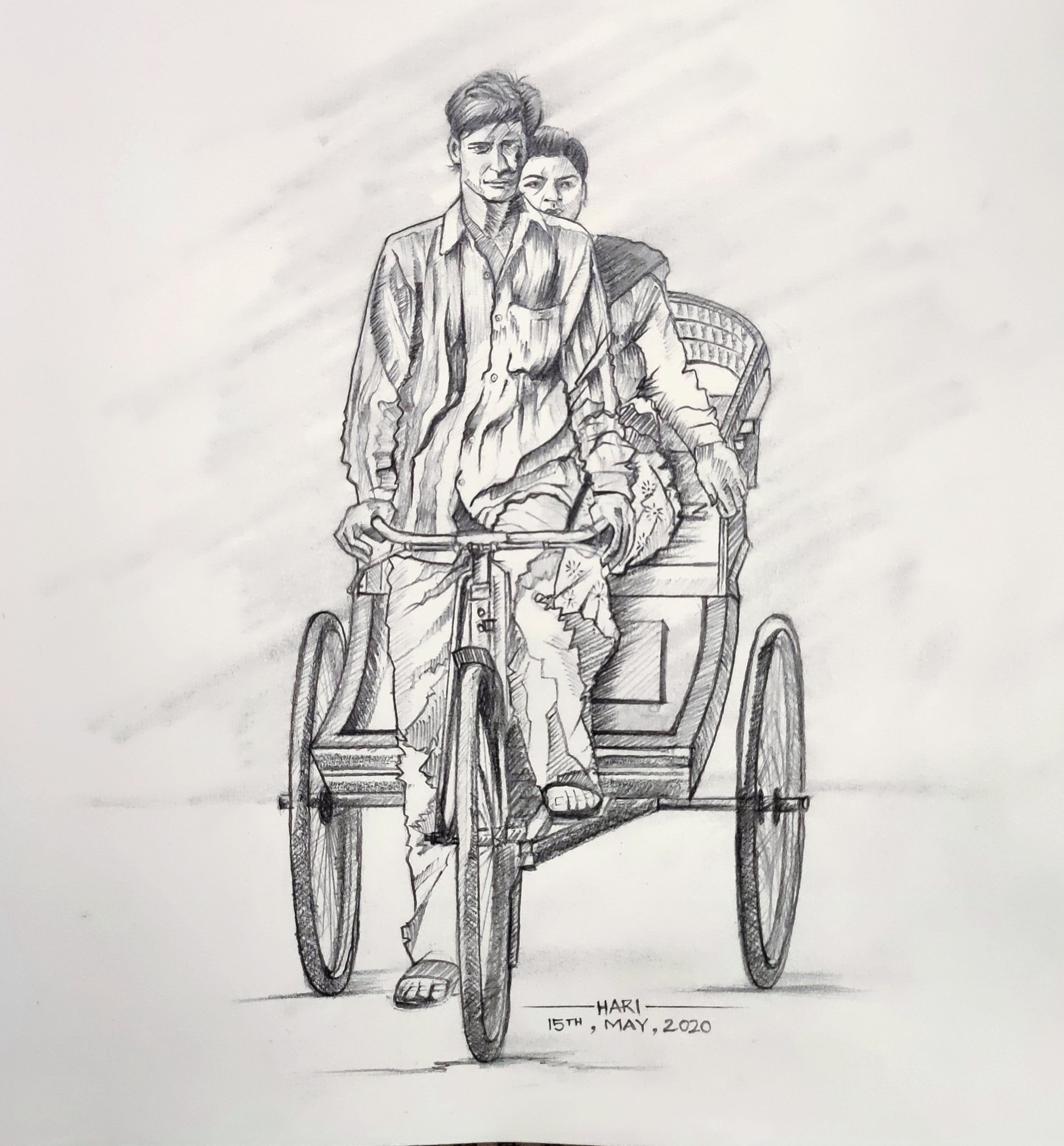 Cycle Rickshaw Drawing