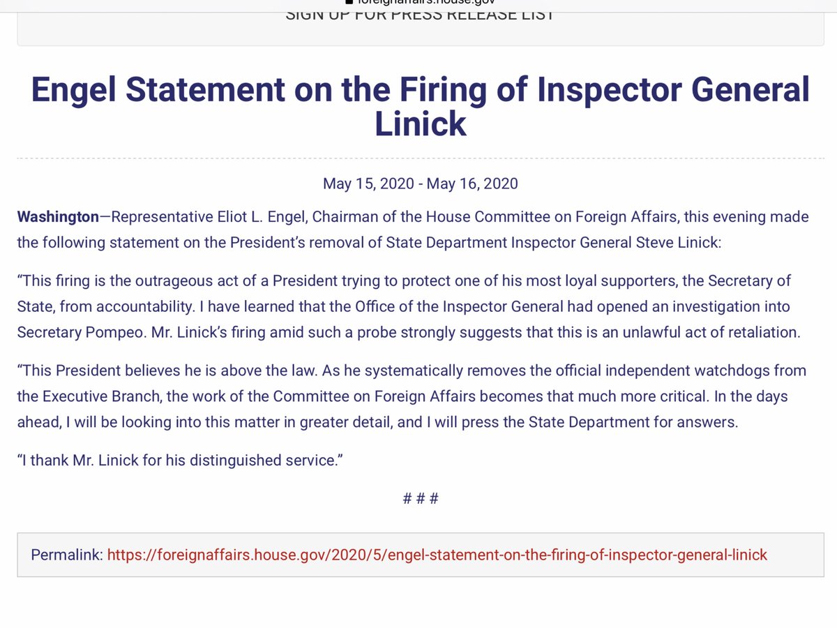Thread by @lrozen: Pompeo claimed he was not aware that Linick was ...
