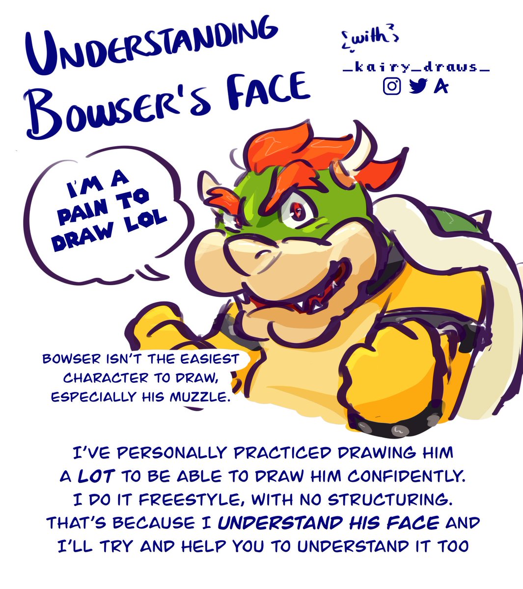 How To Draw Bowsers Face