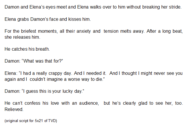 Nej on Twitter: "The original script for Damon and Elena kiss scene in ...
