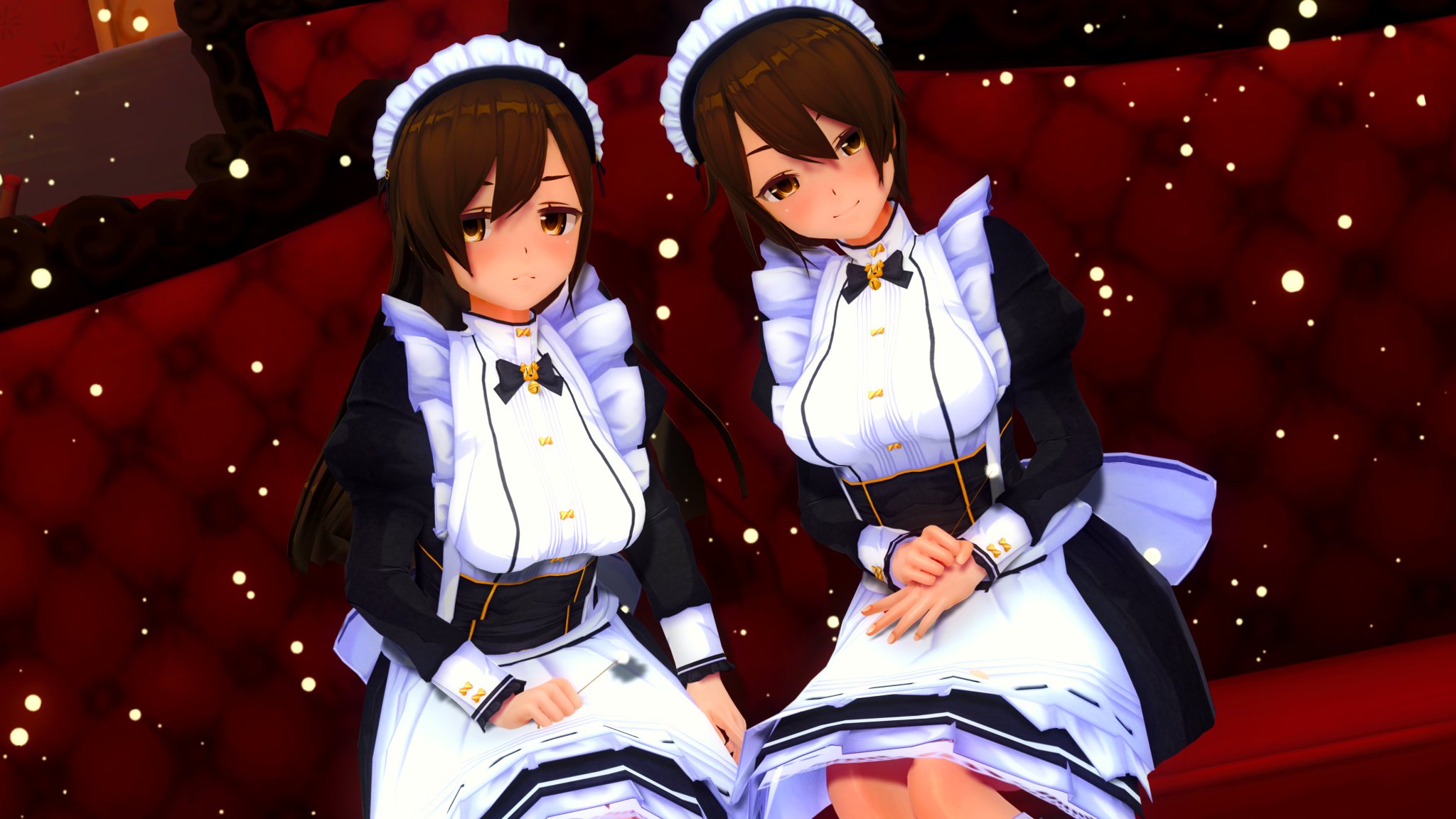 ぱいろう＠COM3D2 on Twitter: "題：癒乙女 ASMRボイスの作成などで活躍されている、いたちゆーとさん@itatiuto のメイドさんシリーズより姉妹メイドのファンアート ...