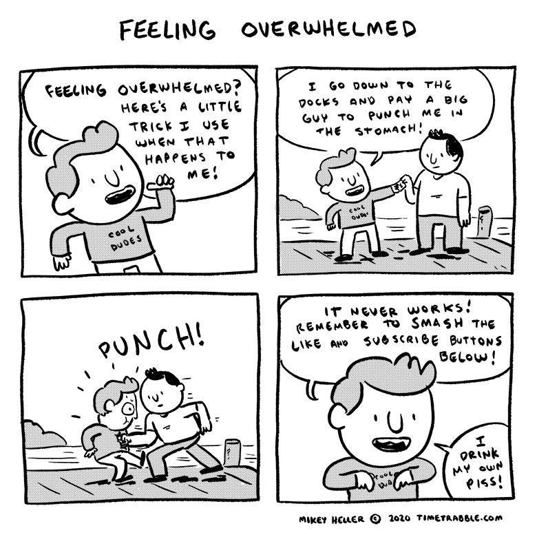 「i drew a comic about feeling overwhelmed 」Mikey Hellerの漫画