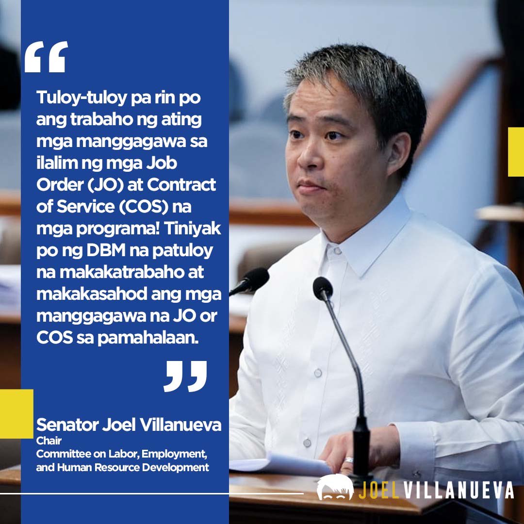 Joel Villanueva on Twitter: "Good news po mula sa aming Senate hearing kanina, tiniyak po sa ...