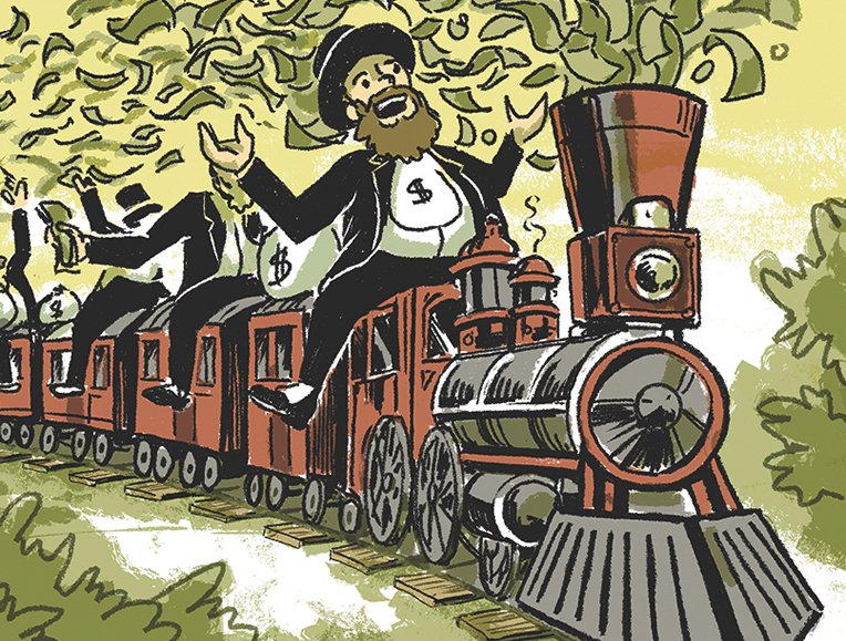 Transcontinental Railroad Train Drawing