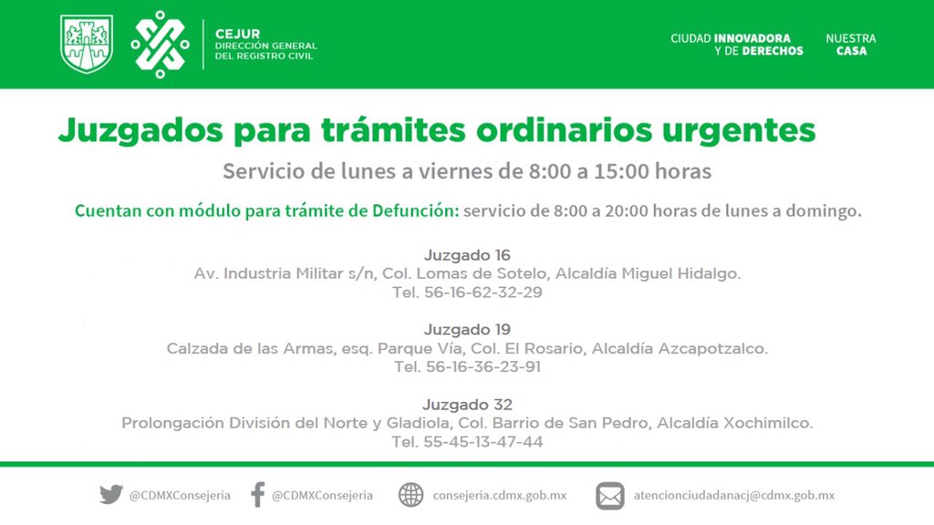 Consejeríacdmx On Twitter Estos Son Los Juzgados Del Registro Civil