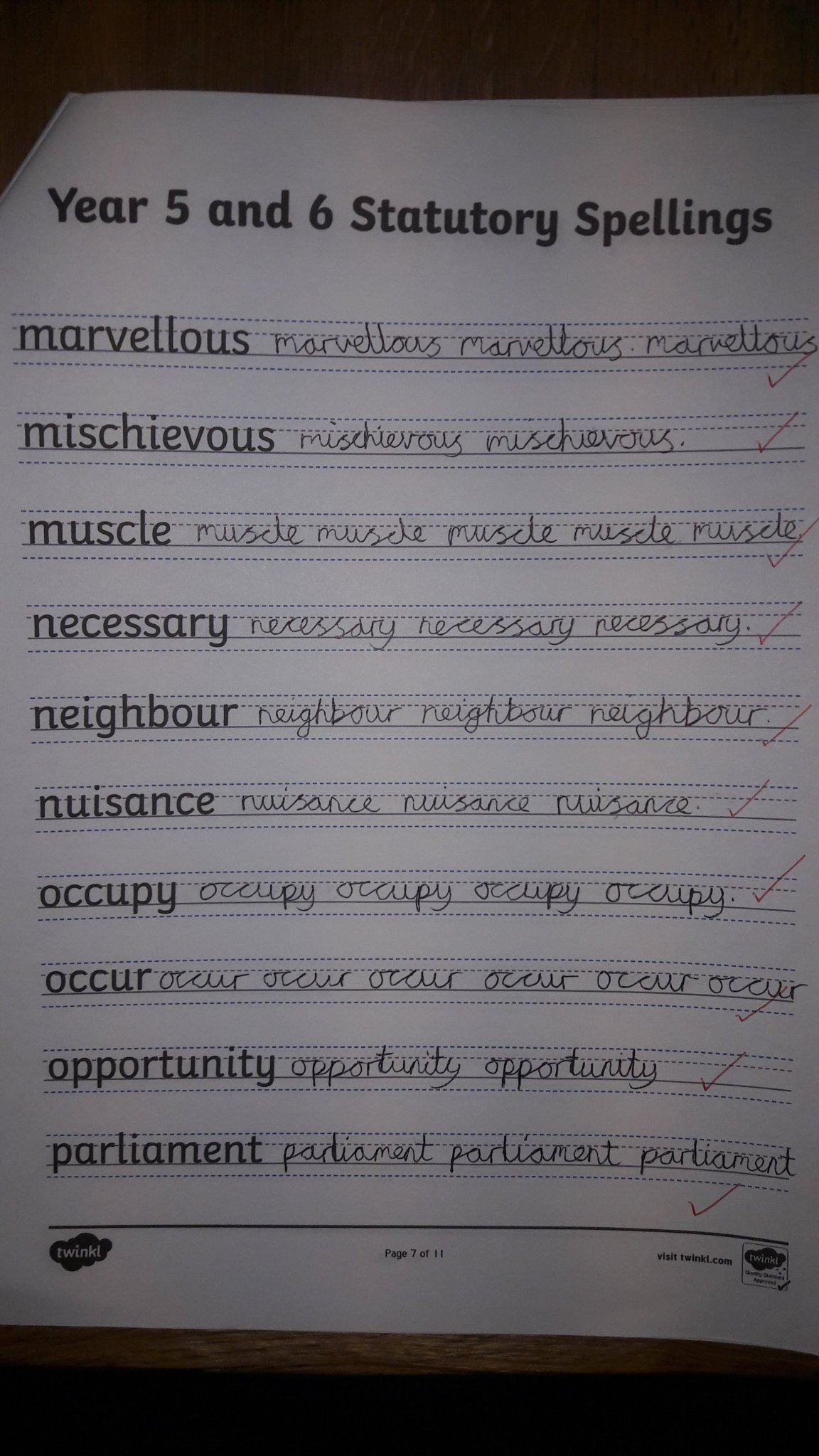 Oliver Derbyshire on Twitter: "Today's handwriting and spellings done!…