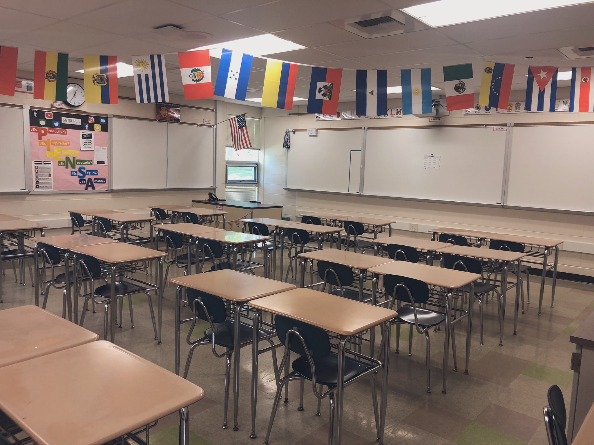 Empty Spanish Classroom