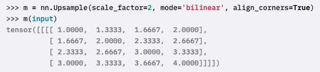 \助けよや／😱 on Twitter: "例えば、PyTorch の nn.Upsample を align_corners=True で呼ぶと、3つ目のパターンになる。 https://t ...