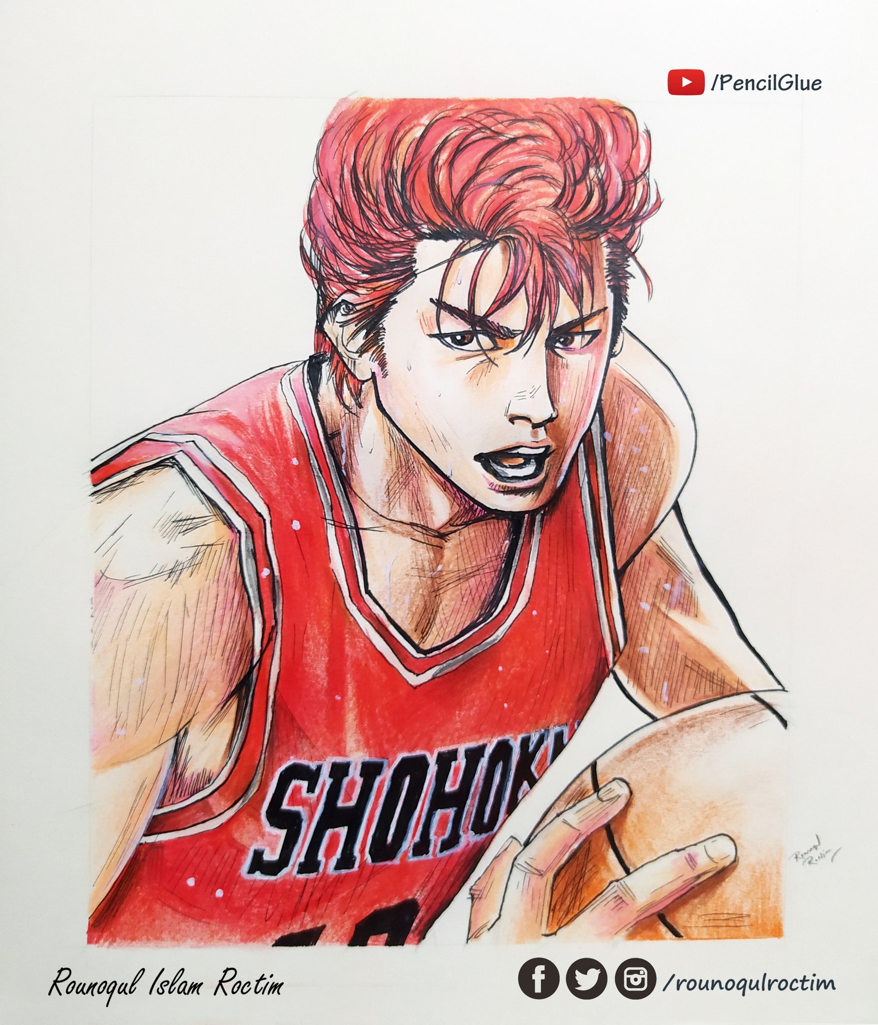 Slam Dunk Anime Hanamichi Drawing