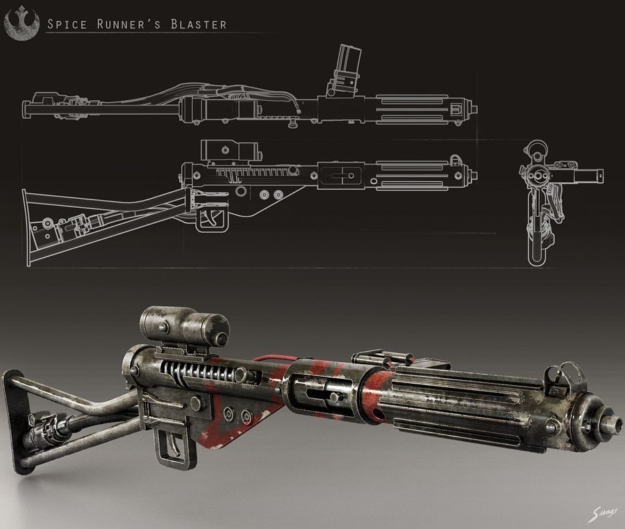 Blaster Star Wars Concept Art Dc 15a Blaster Rifle 3D Models