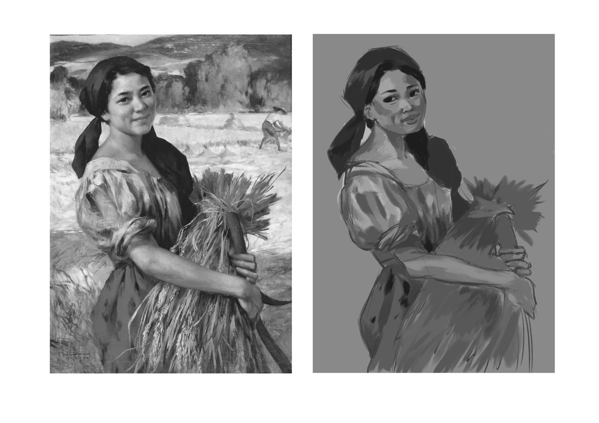 「30 min study of a fernando amorsolo painting without color p」coco の漫画
