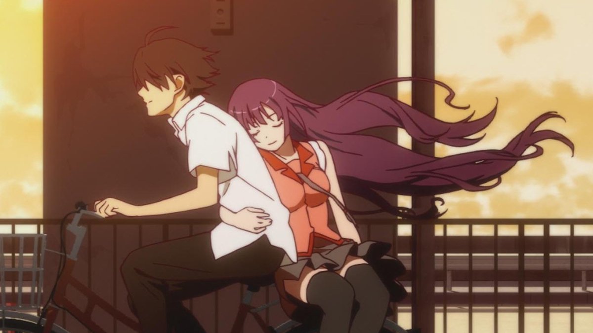 Bakemonogatari Araragi And Hitagi Kiss