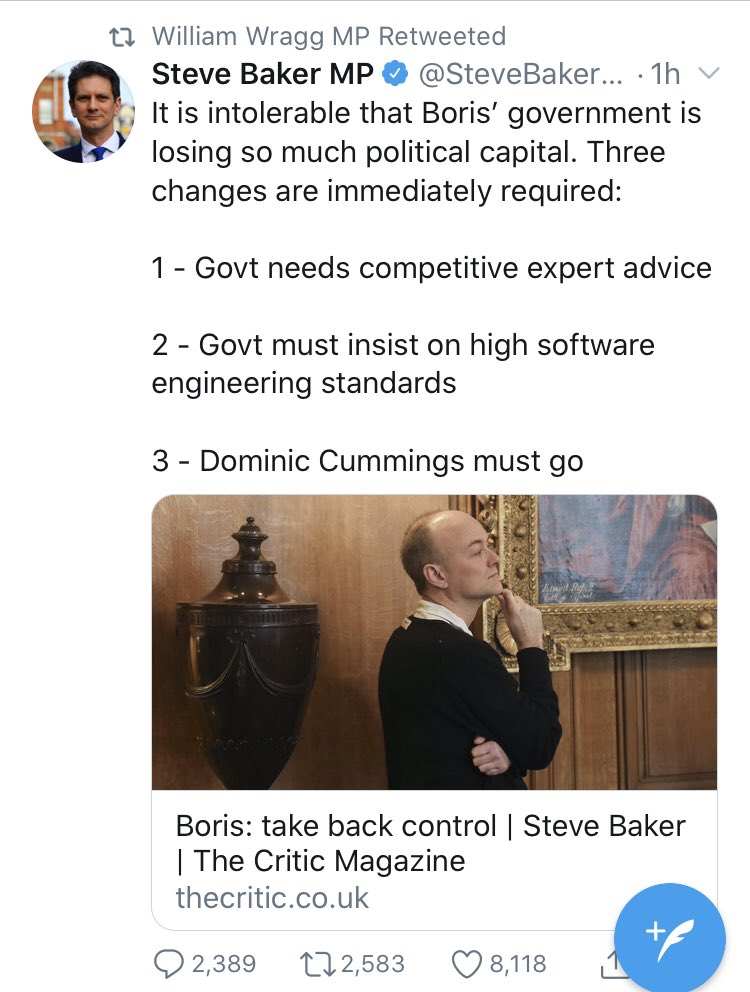 Technically we’re up to four Tory MPs calling for Cummings to go, if ... Technically we’re up to four Tory MPs calling for Cummings to go, if ...