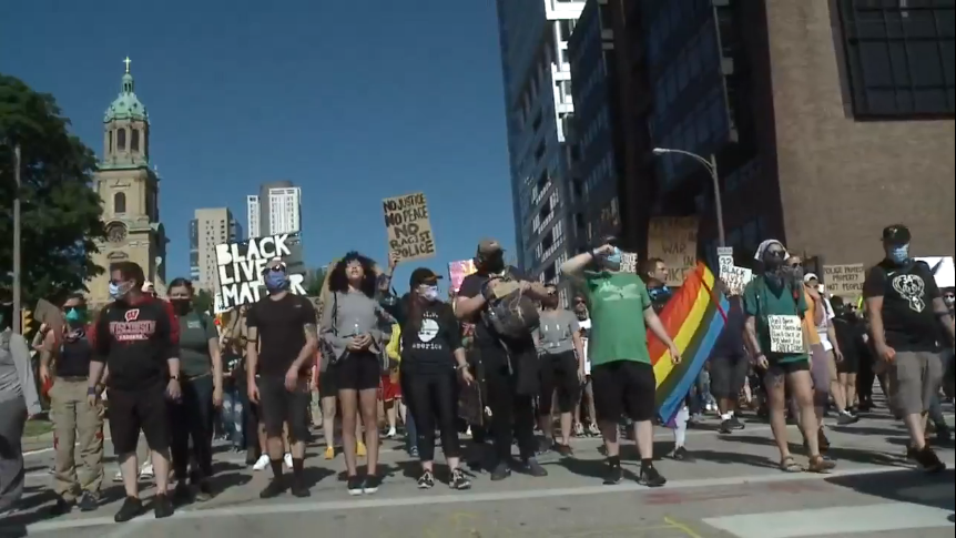 WATCH: Protesters march from Cathedral Square in downtown Milwaukee ...