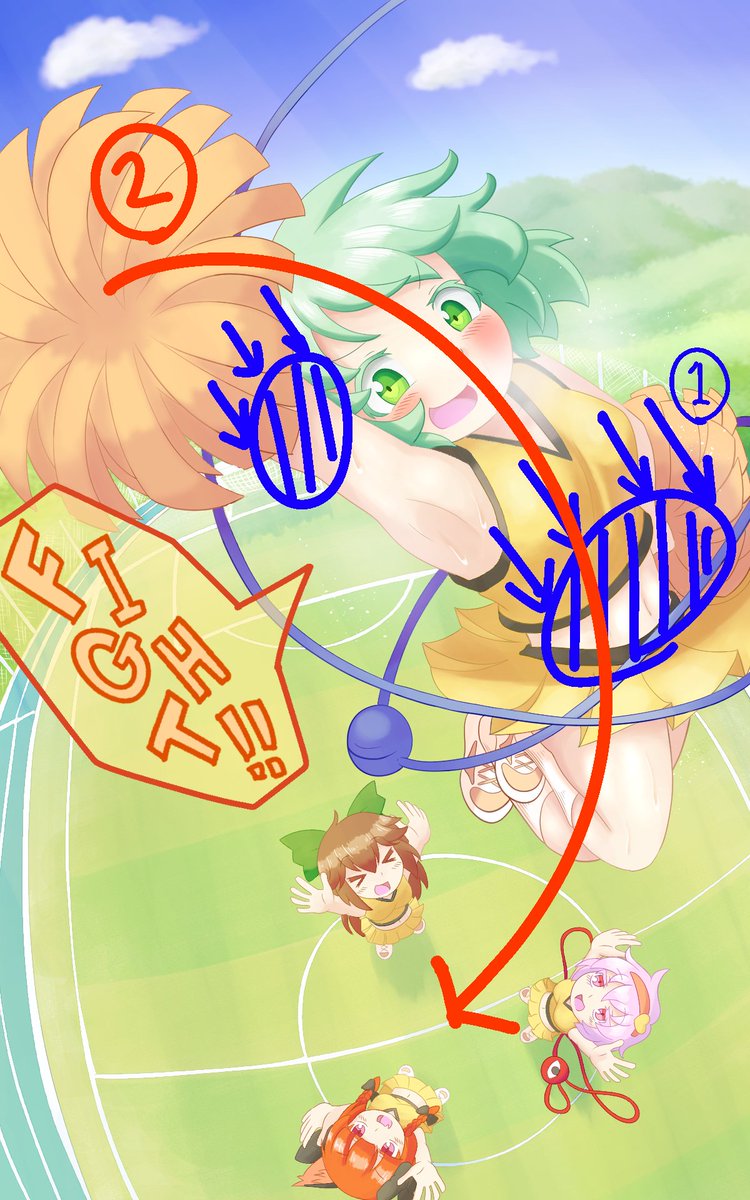 @u_ron_tya 照らし合わせると以下の点でしょうか ①光源の位置 1枚目の青部分には光が当たらない ②視線の流れ 1枚目では赤線（終点が ...