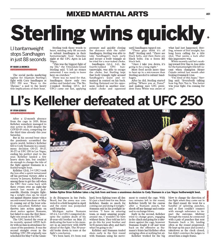 Always fun to see a full paper of mma in my Sunday NewsdaySports ...
