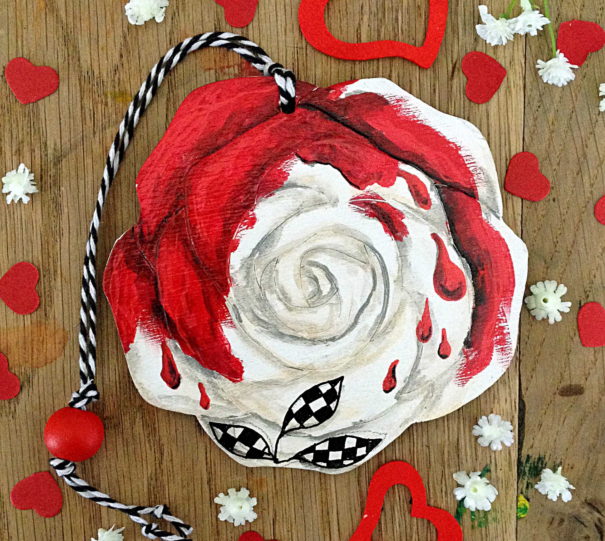 Alice In Wonderland Cards Painting Roses Red