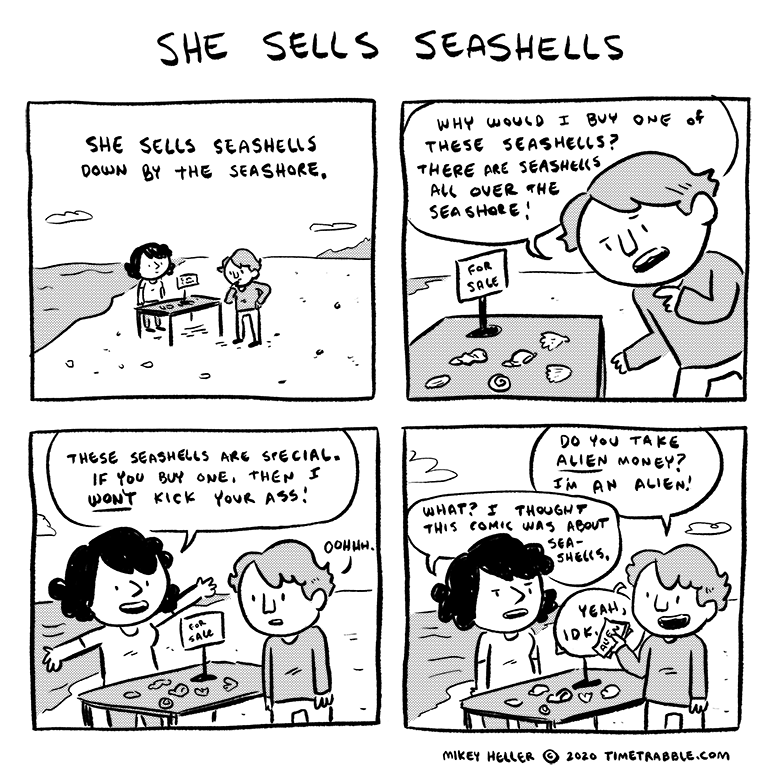 「i drew a comic about selling seashells d」|Mikey Hellerの漫画