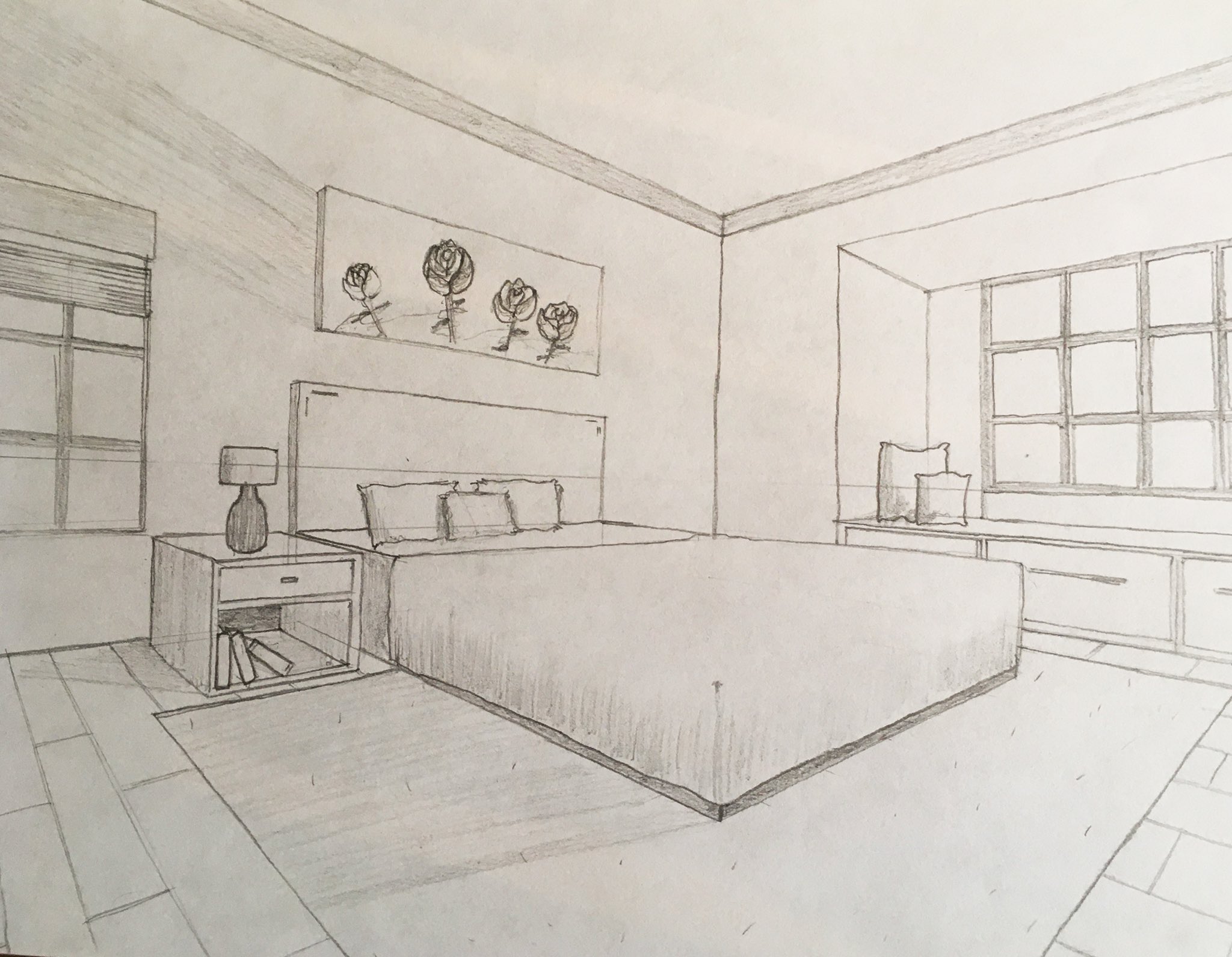 2 Point Perspective Drawing Room