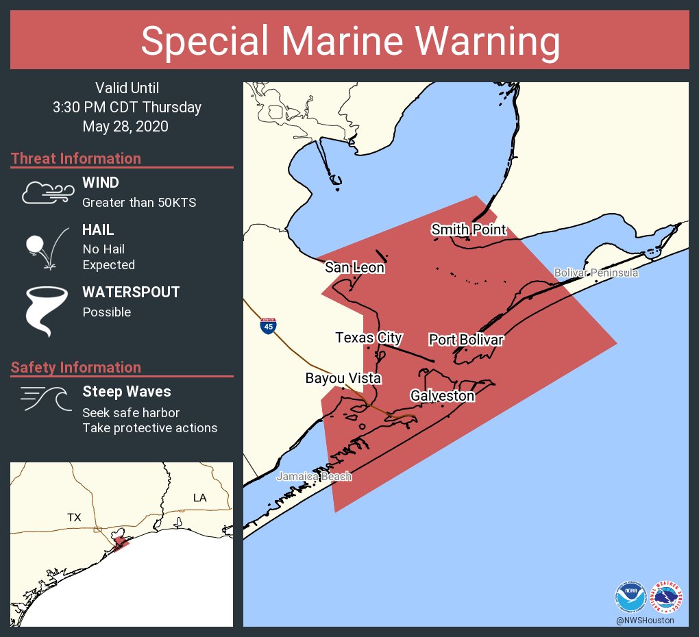 Special Marine Warning including the Gulf of Mexico waters until 3:30 ...
