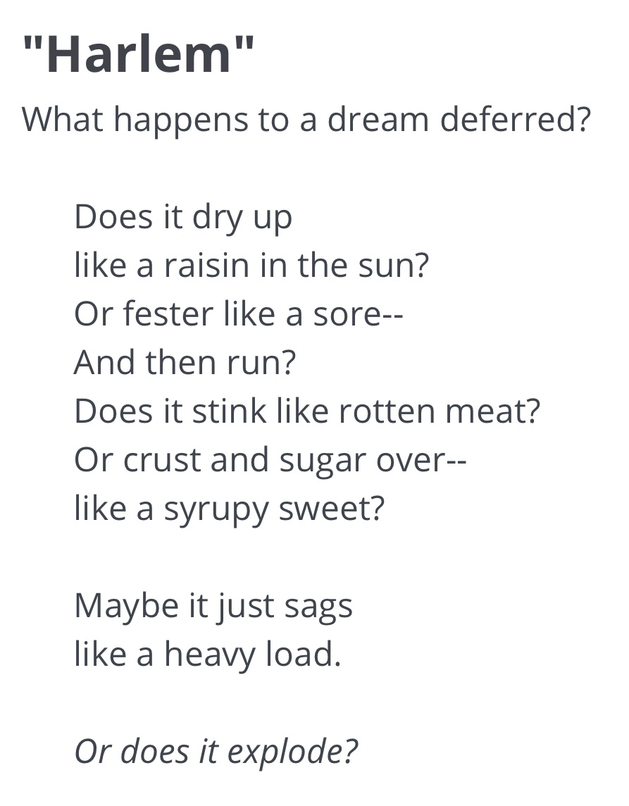 Langston Hughes A Dream Deferred A Dream Deferred" Poster For Sale By