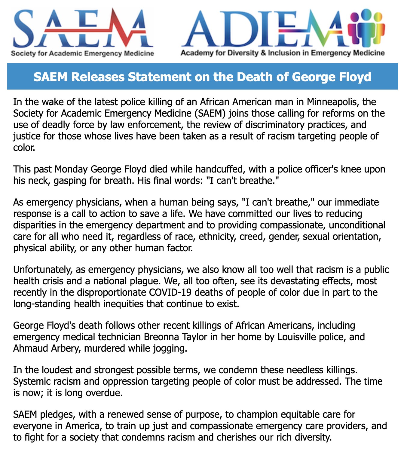 aL'Ai alvarez, MD on Twitter: al-ai-alvarez-md-on-twitter-proud-to-be-part-of-saem-adiem-and-saemonline-for-taking-a-firm-stance-on-the-death-of-georgefloyd-https-t-co-ilzdj3mxb9-racismkills-diversityandinclusion-https-t-co-epinvlcsp3-twitter