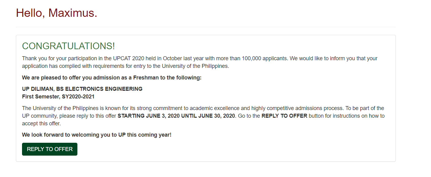 Maximus Dizon on Twitter: "UPD LEZ GO! THANKS G! MOM, DAD, ATE, FAM...#ALPAS. we did it! https ...