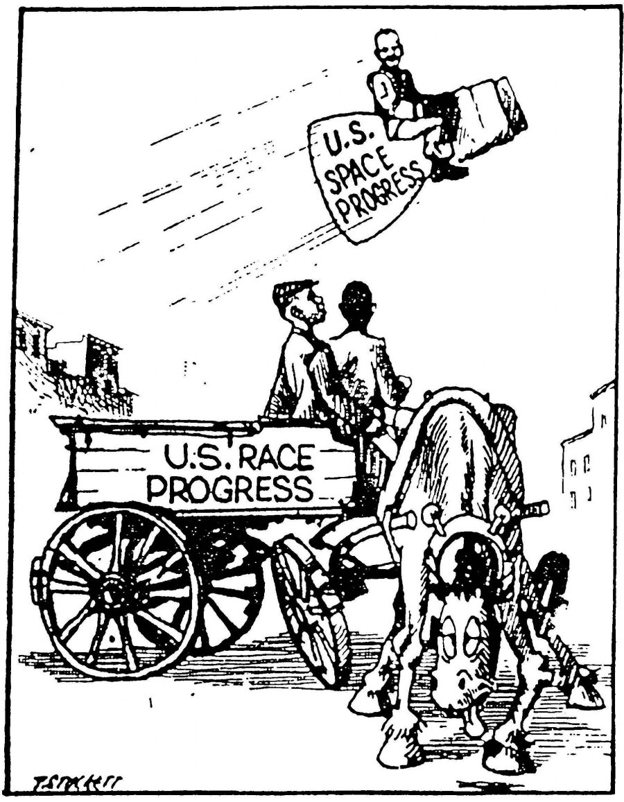 Space Race Cold War Political Cartoon