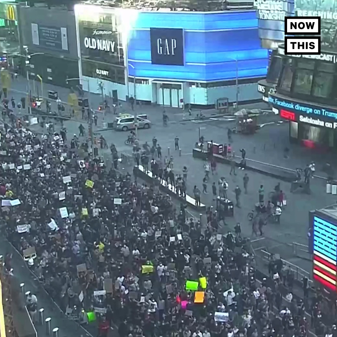 Crowds have gathered in New York City’s Times Square to protest police ...