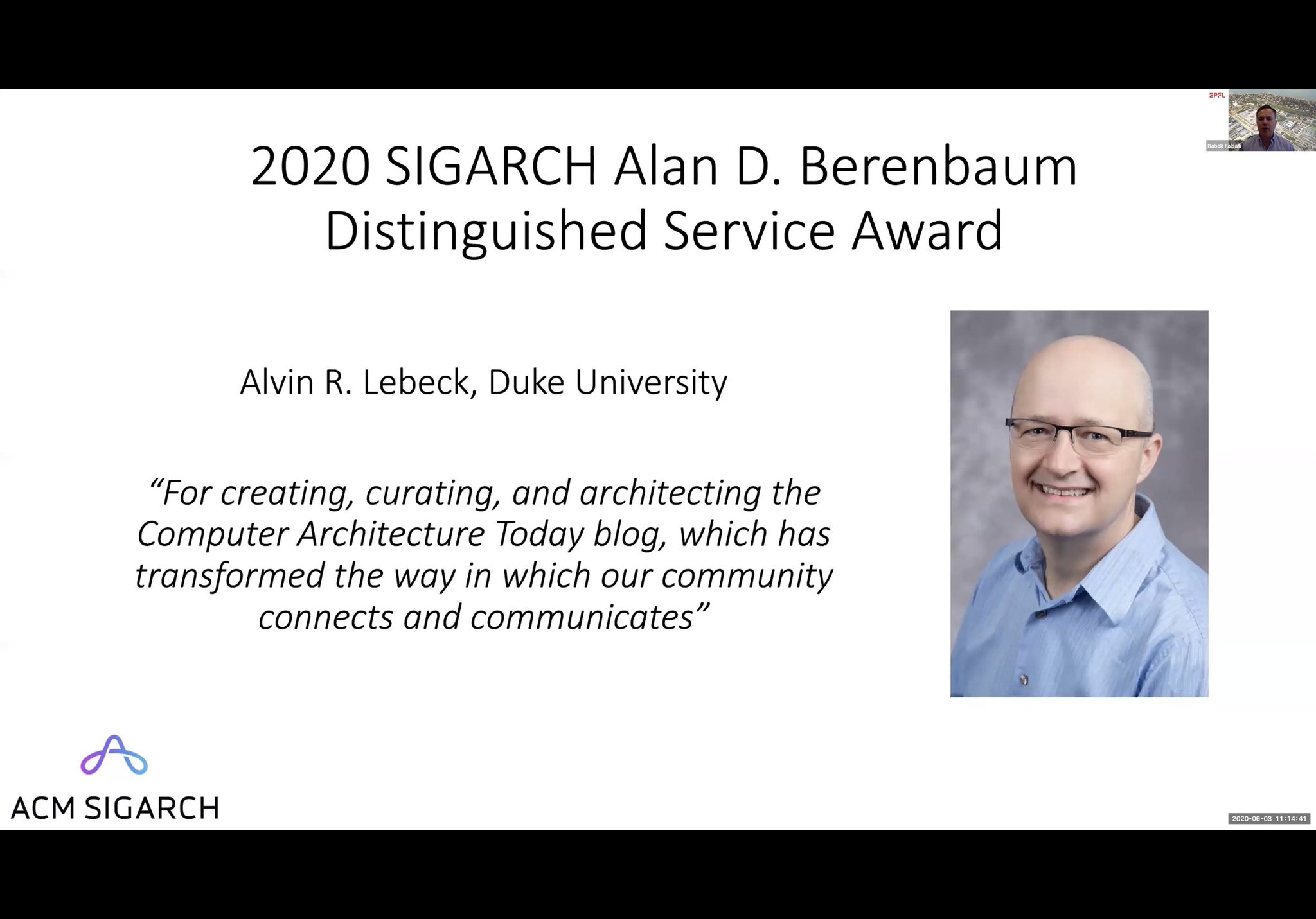 SIGARCH on Twitter: "SIGARCH’s Alan D. Berenbaum Distinguished Service Award goes to Prof ...