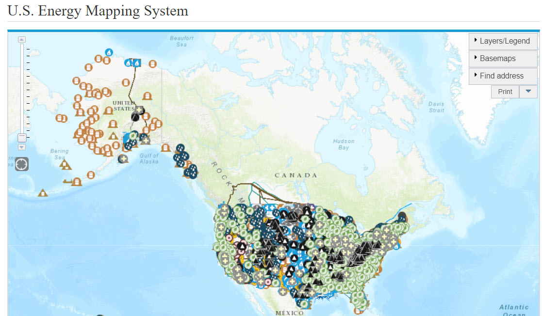 EIA’s U.S. Energy Mapping System provides the locations of several ...