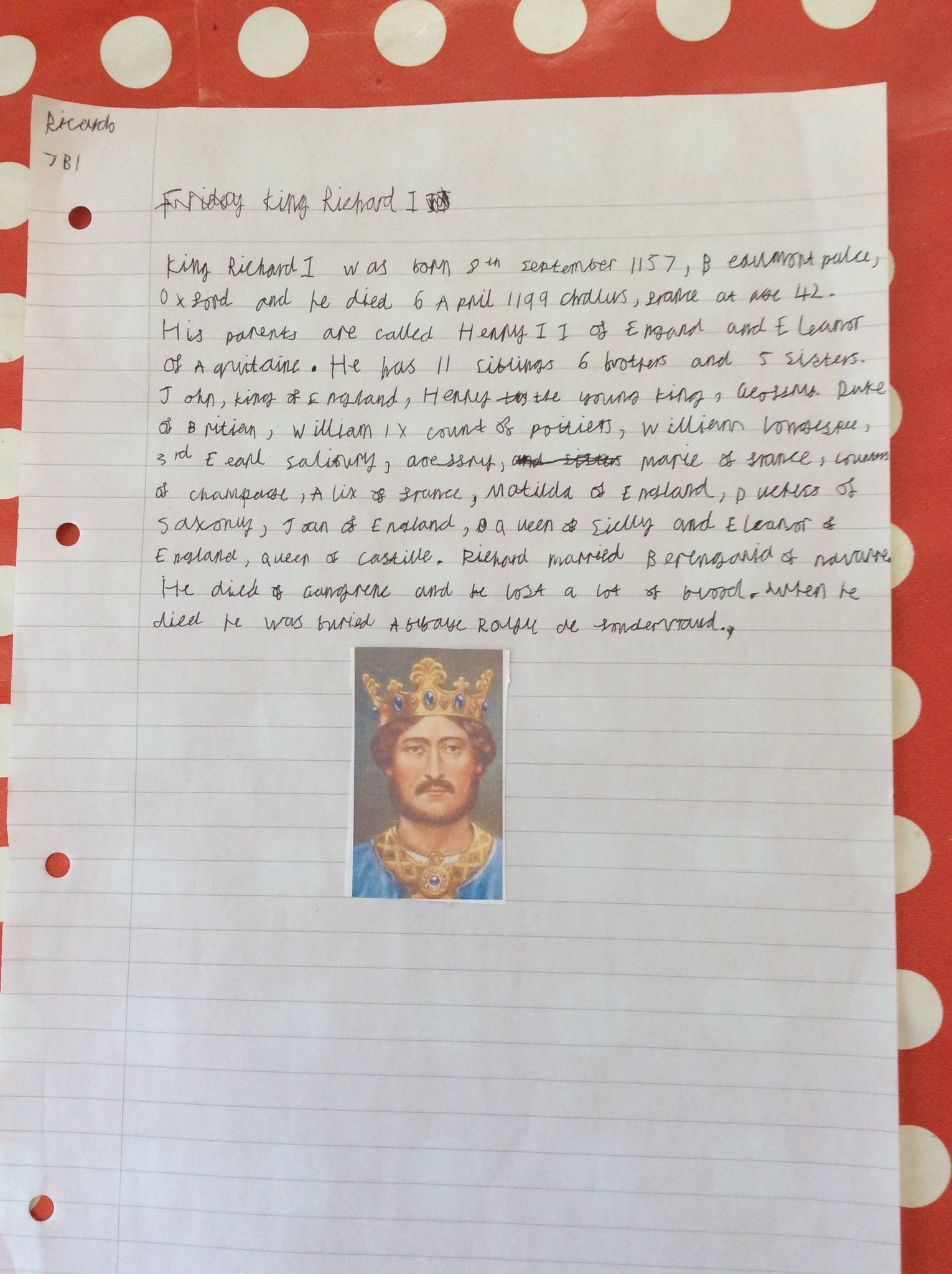Priestnall History on Twitter: "Ricardo in Y7 has made a great fact ...