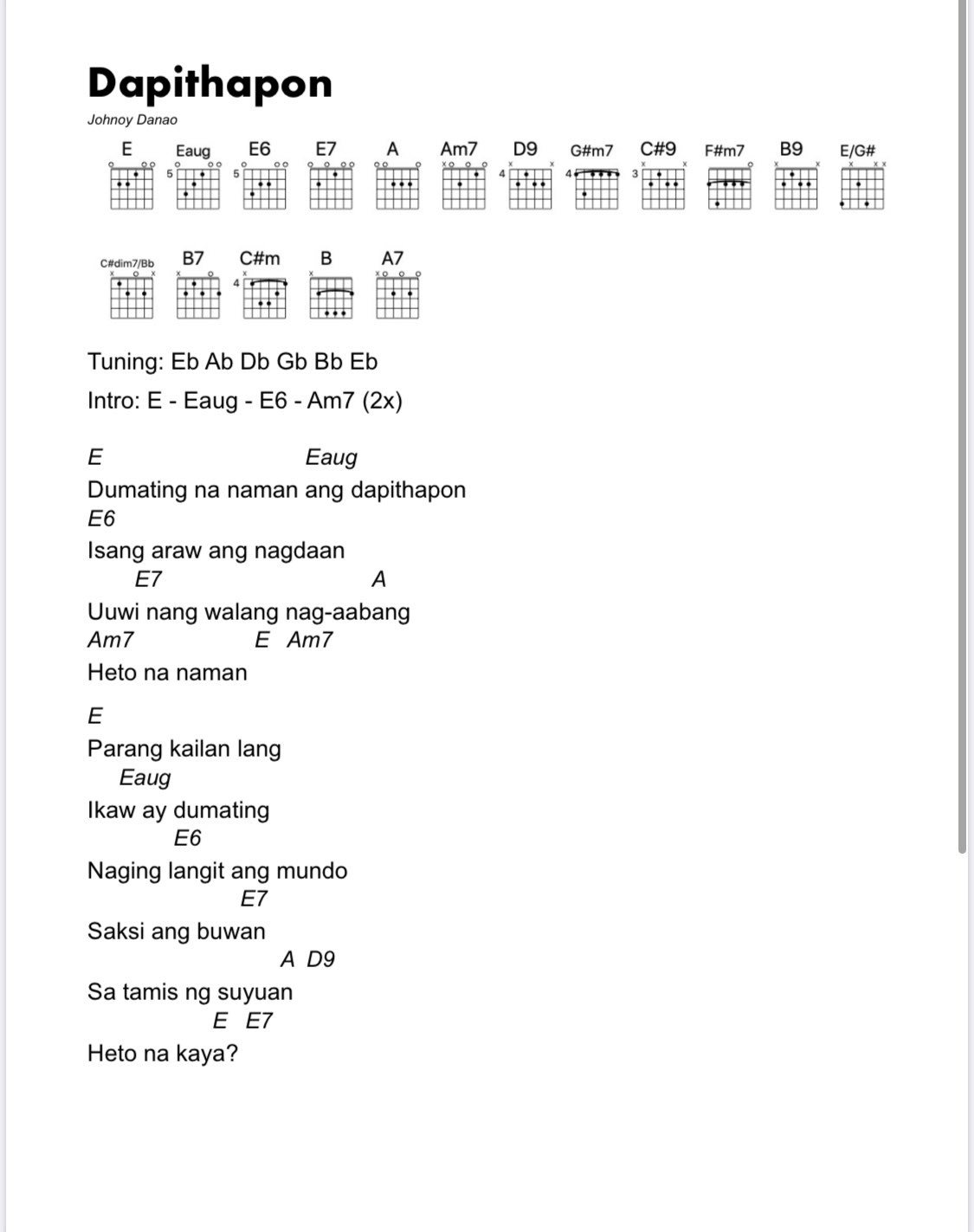 Panalangin Guitar Chords