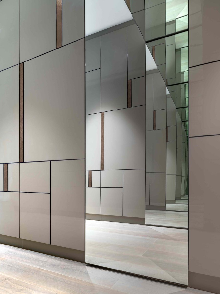 Wall design detail using mirror panel inlay creates another layer of ...