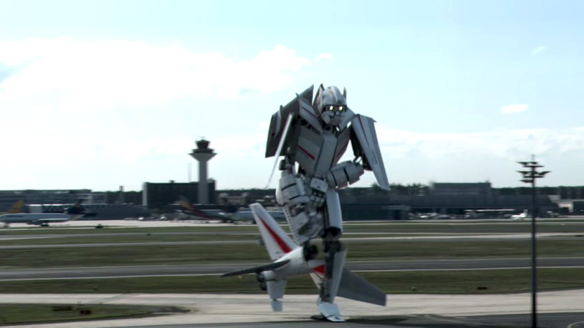 Airplane Turns Into a Transformers Style Robot While Landing at the Airport in Frankfurt ...